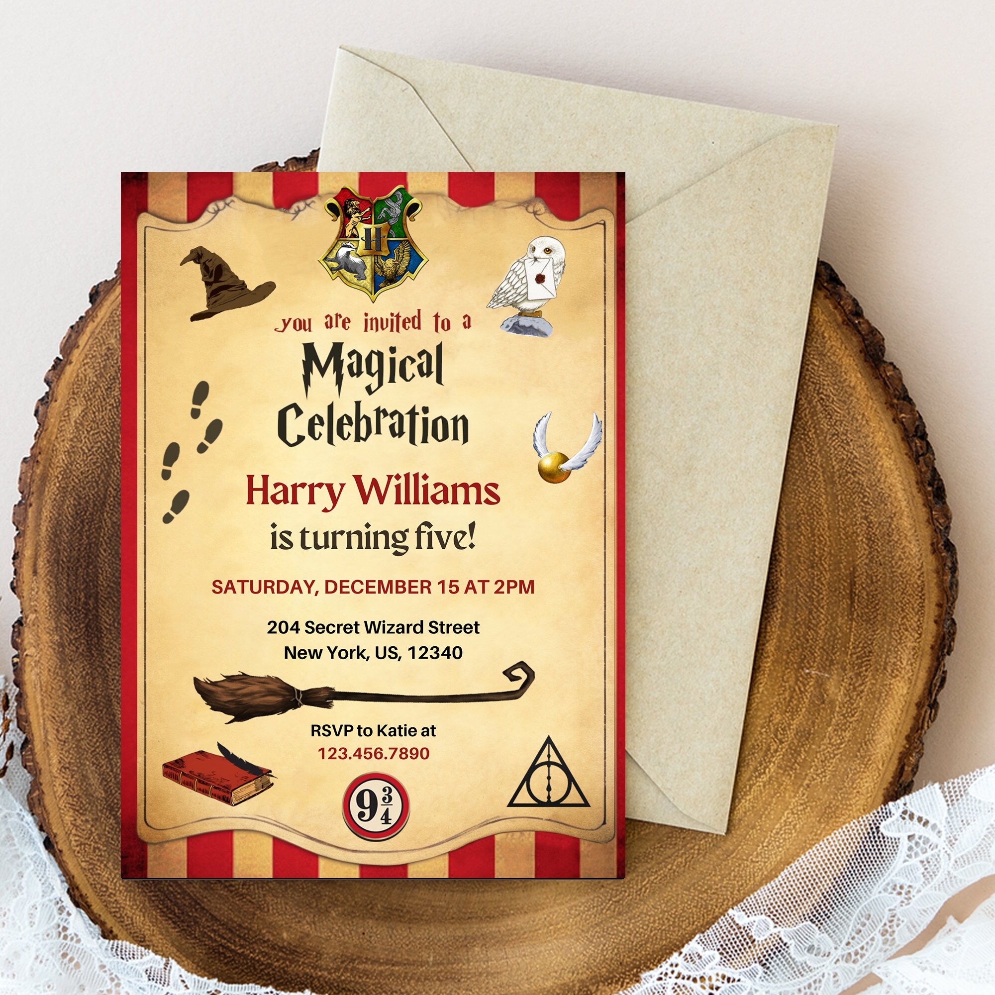 Editable Wizard Birthday Party Invitation Card, Printable Magic School ...