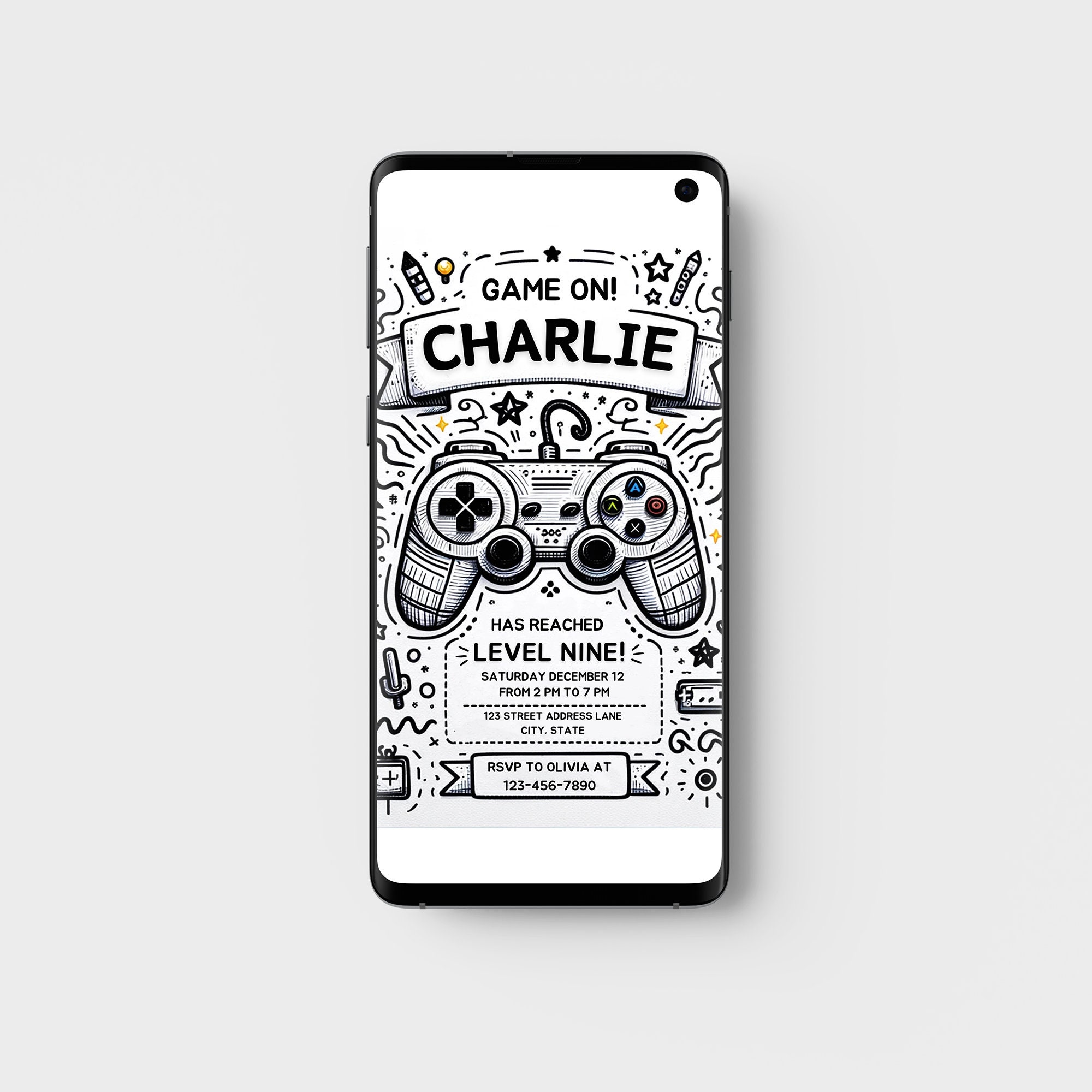 Video Game Birthday Party Invitation Card Template, Digital Gaming ...