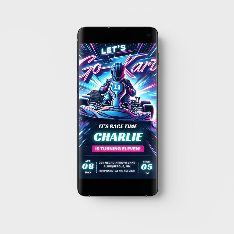Editable Go Kart Birthday Party Invitation Card Template, Digital Go ...