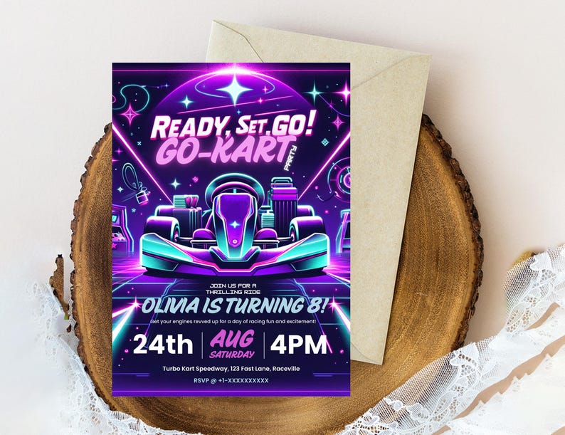 Editable Go Kart & Arcade Birthday Party Invitation (digital Evite) - Etsy