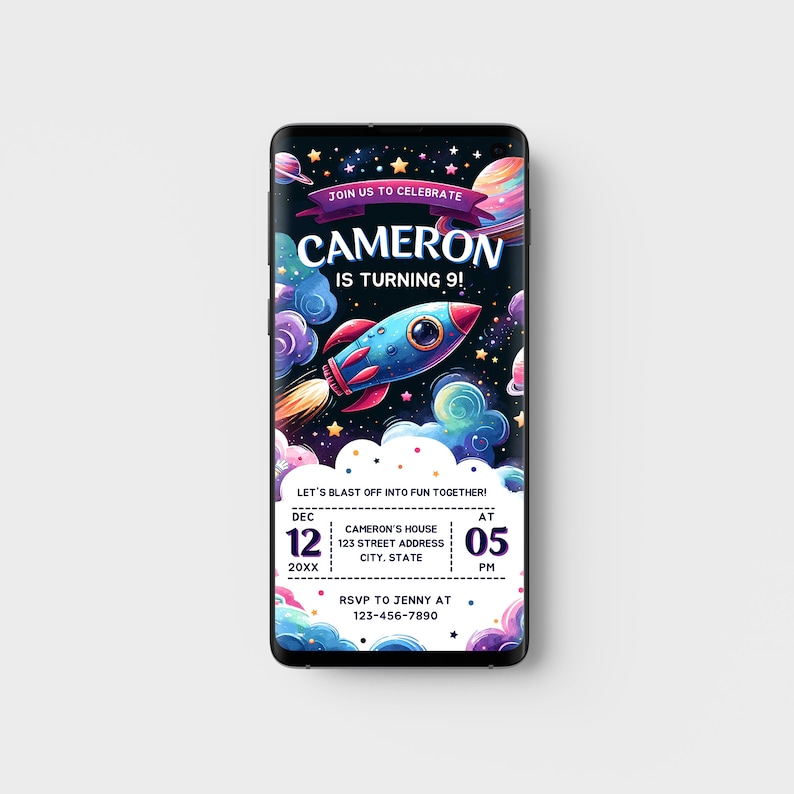 Editable Galaxy Birthday Invitation Template: Astronaut Evite (digital ...