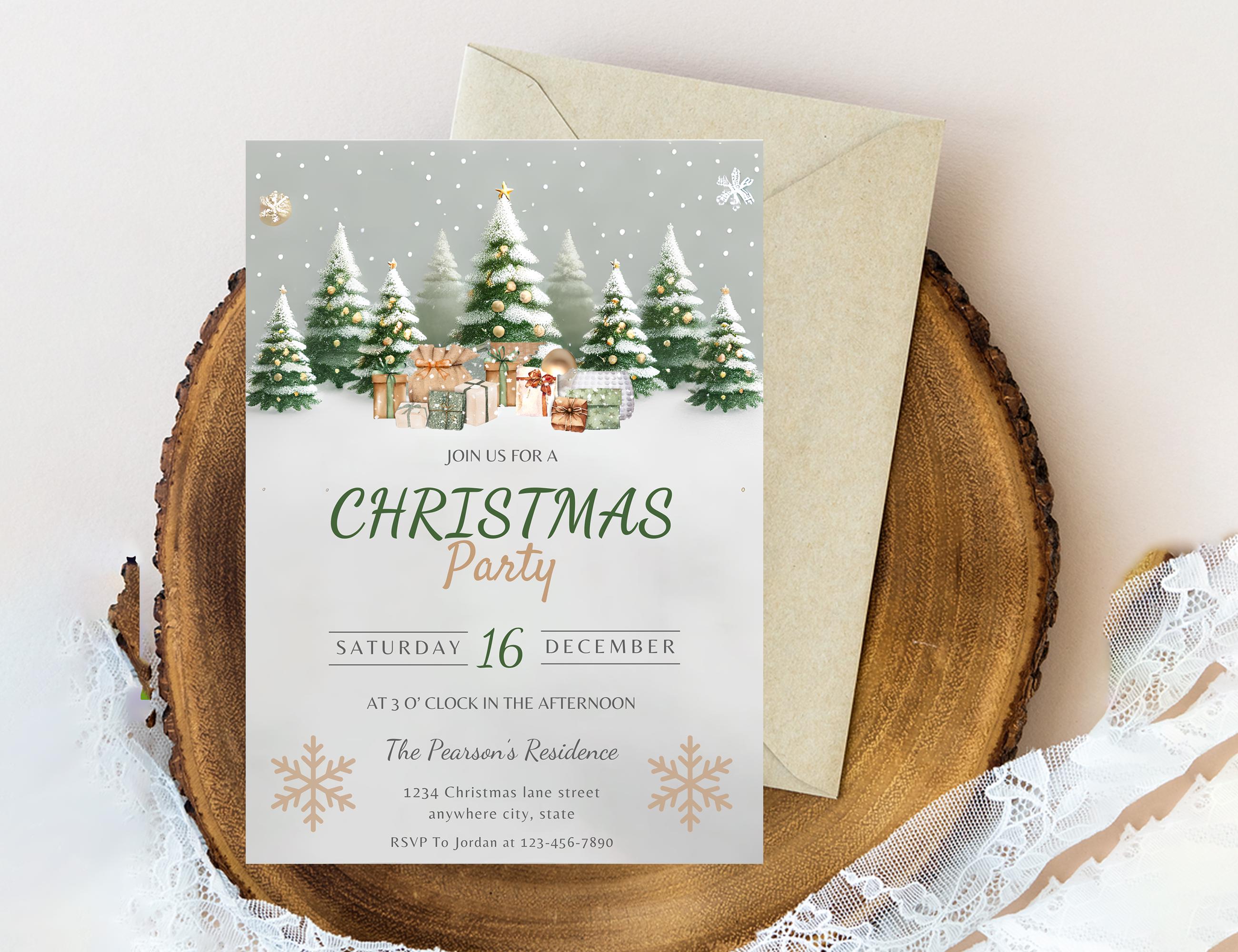 Editable Christmas Party Invitation: Trees Design (digital Download) - Etsy