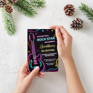 Editable Rockstar Birthday Invitation Card: Music Theme (canva Template ...