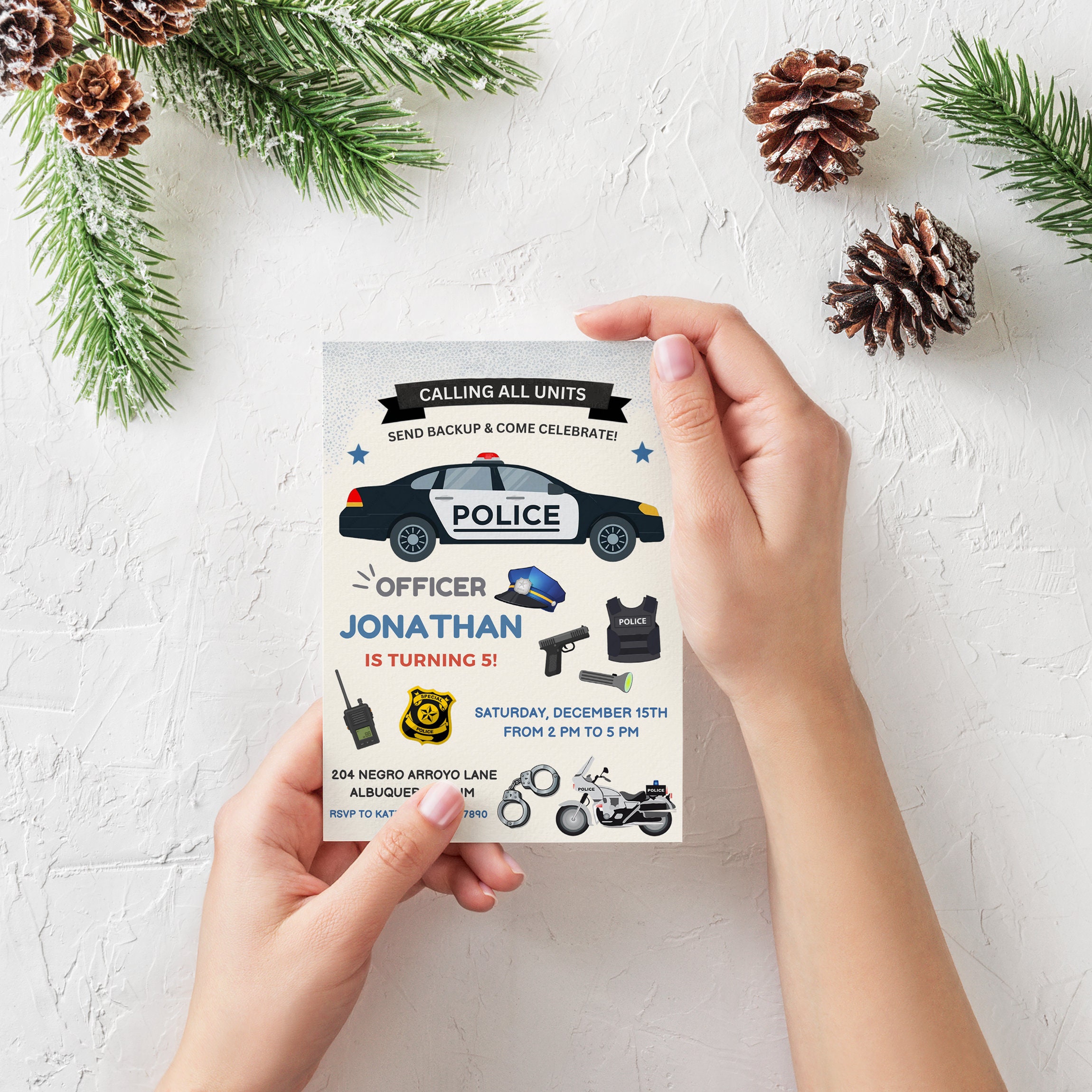 Editable Police Birthday Party Invitation Card Template Cop - Etsy