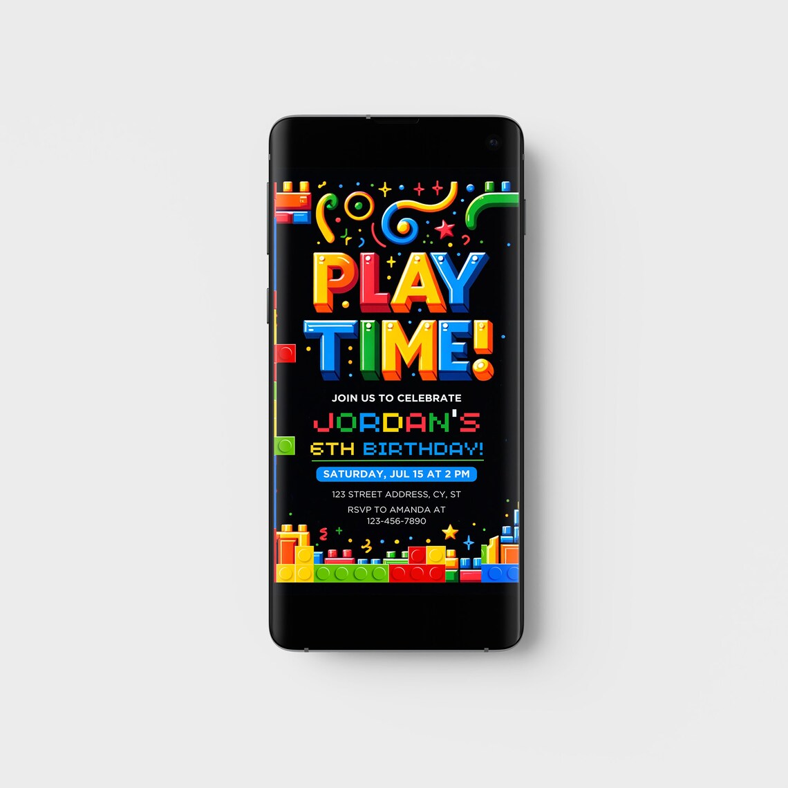 Editable Building Blocks Invitation Card Editable Template, Kids Blocks ...