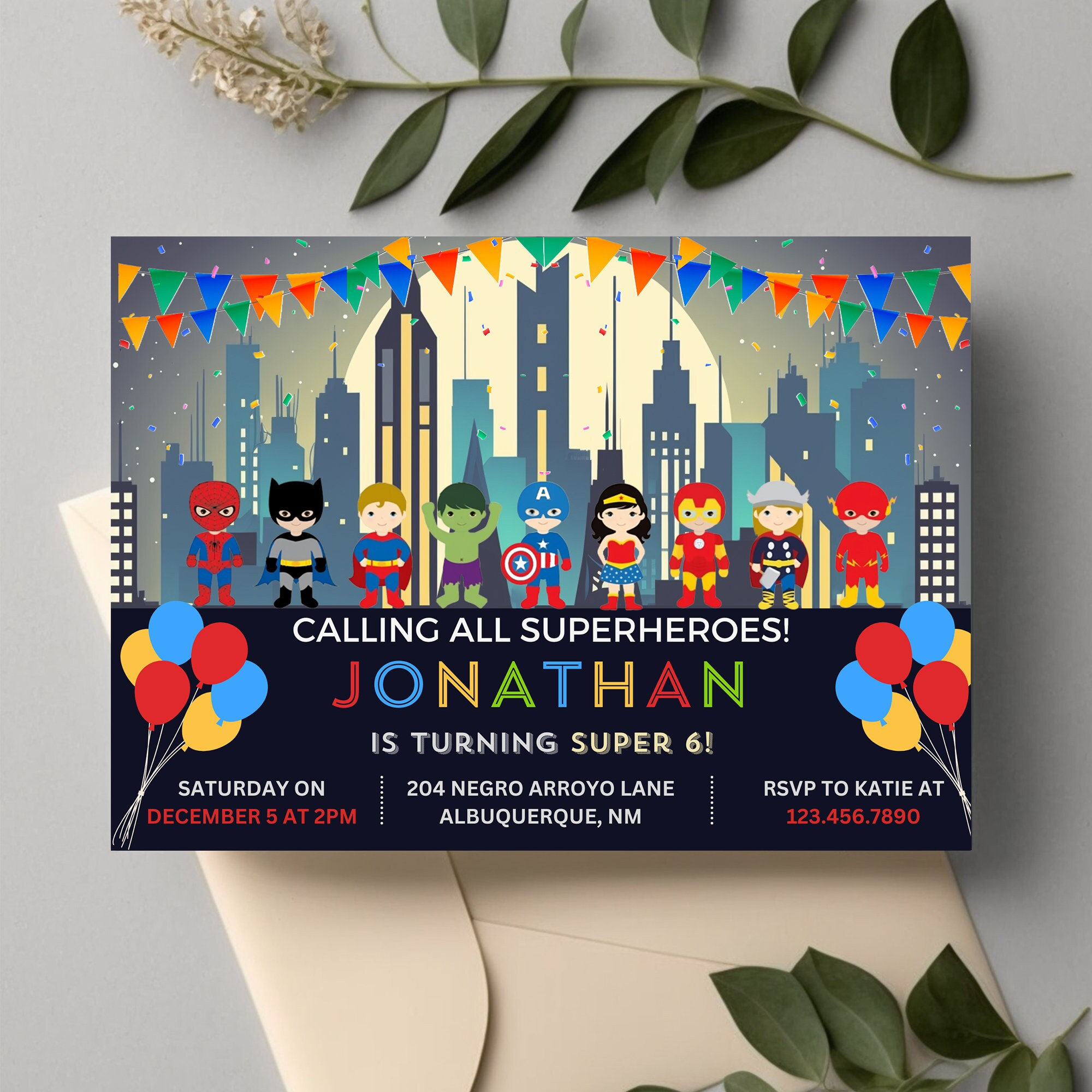 Editable Superhero Birthday Party Invitation Card Template, Digital ...