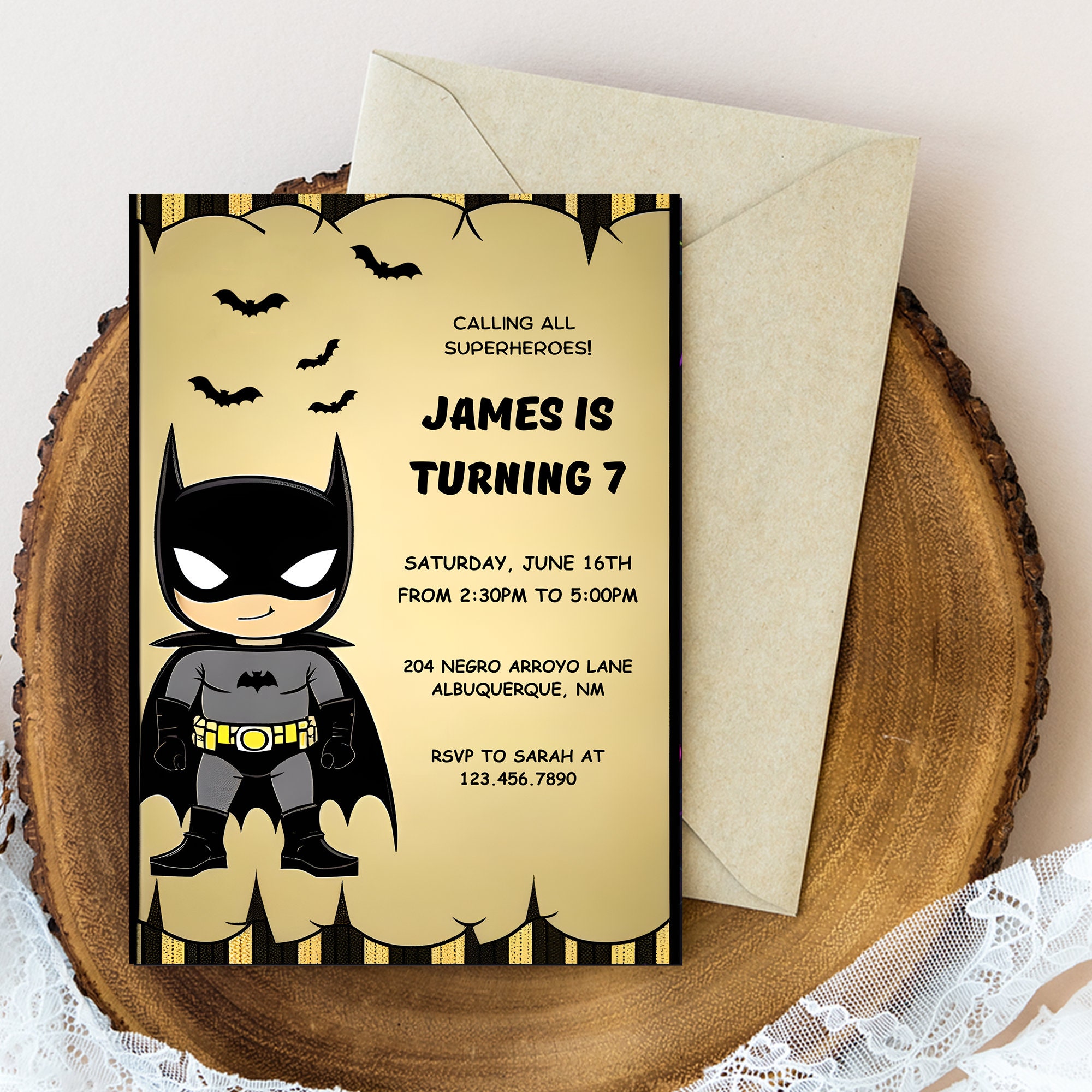Boys Bat Guy Birthday Invitation Card Editable Template, Bat Boy ...