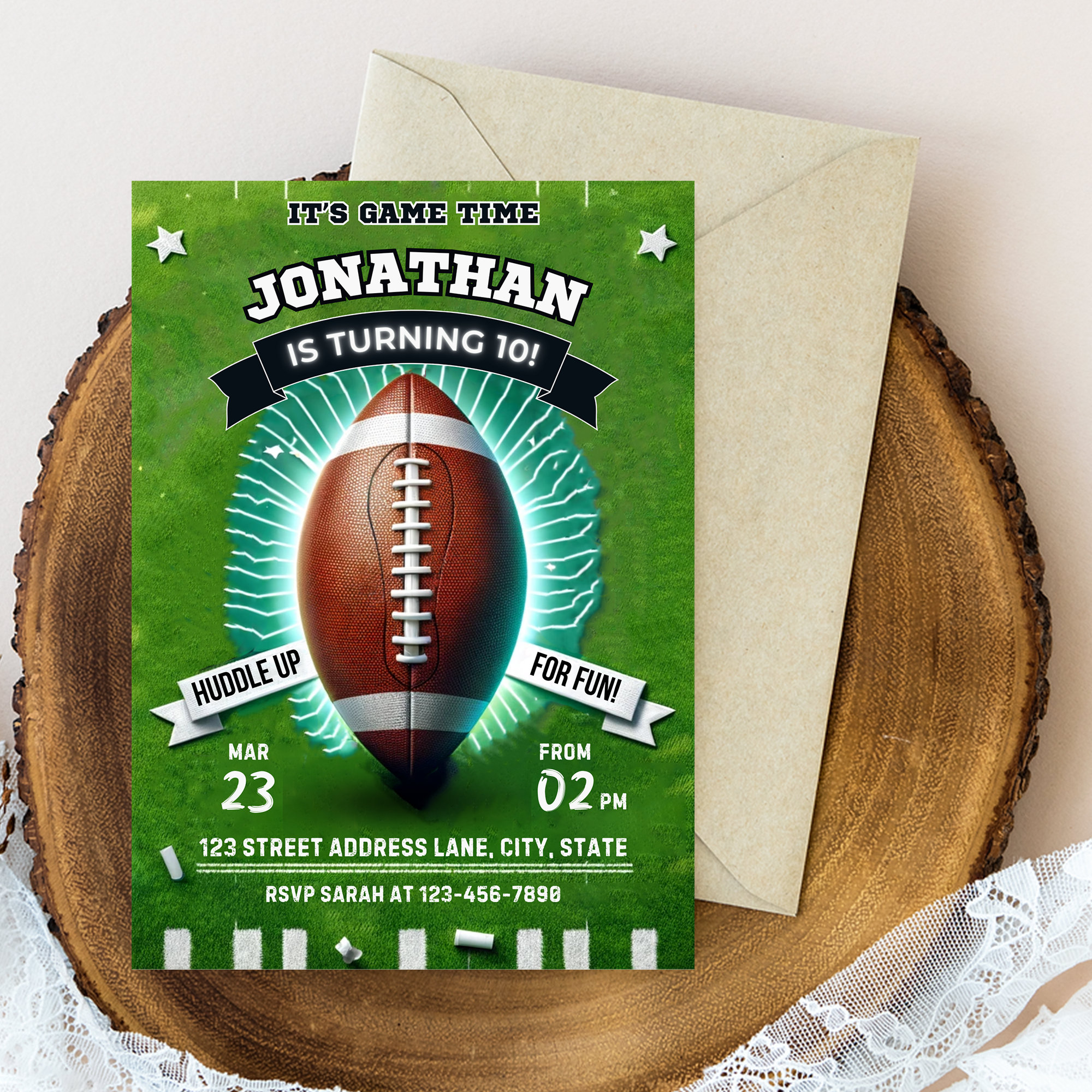 Editable Football Themed Birthday Party Invitation Card Template ...