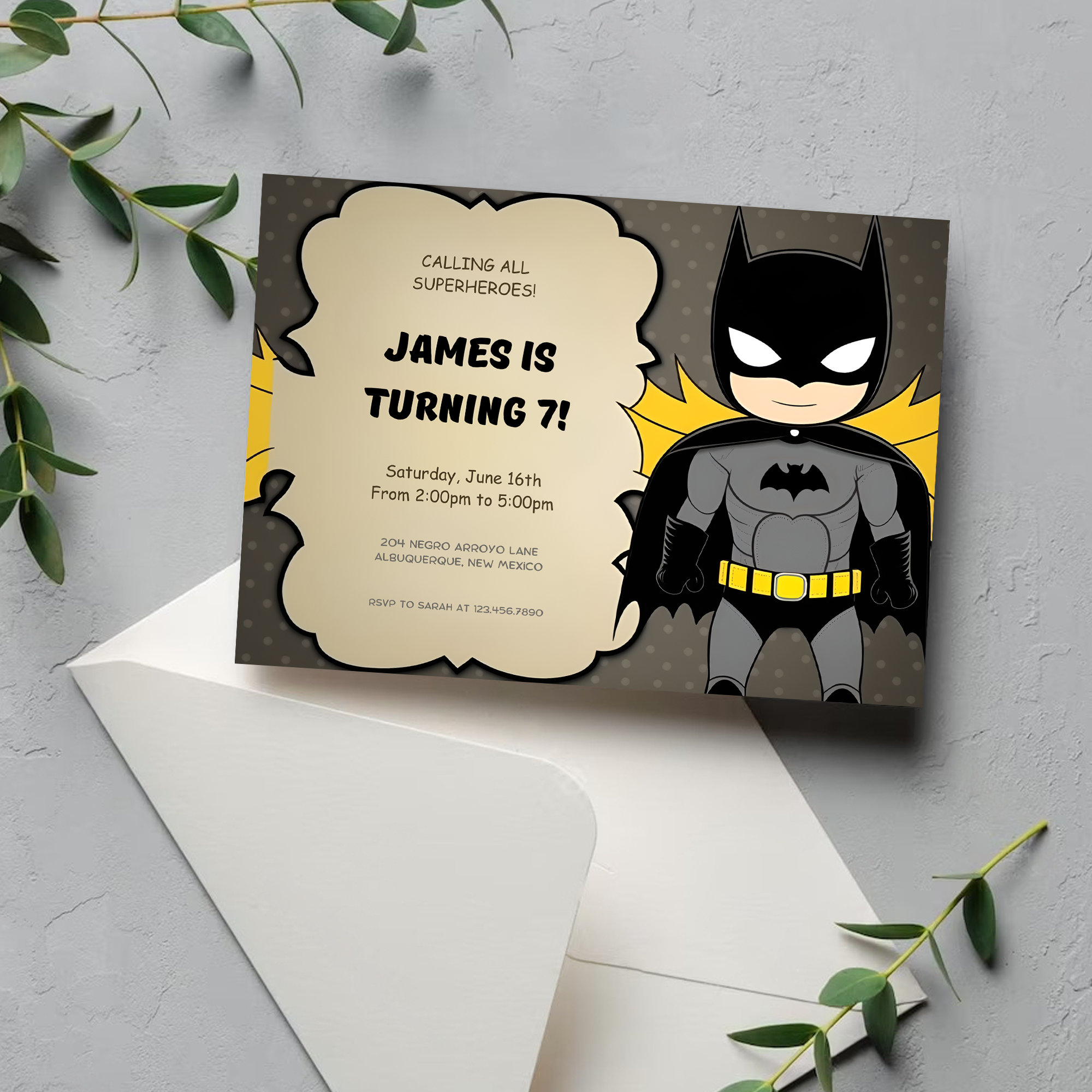 Boys Bat Guy Birthday Invitation Card Editable Template, Bat Boy ...