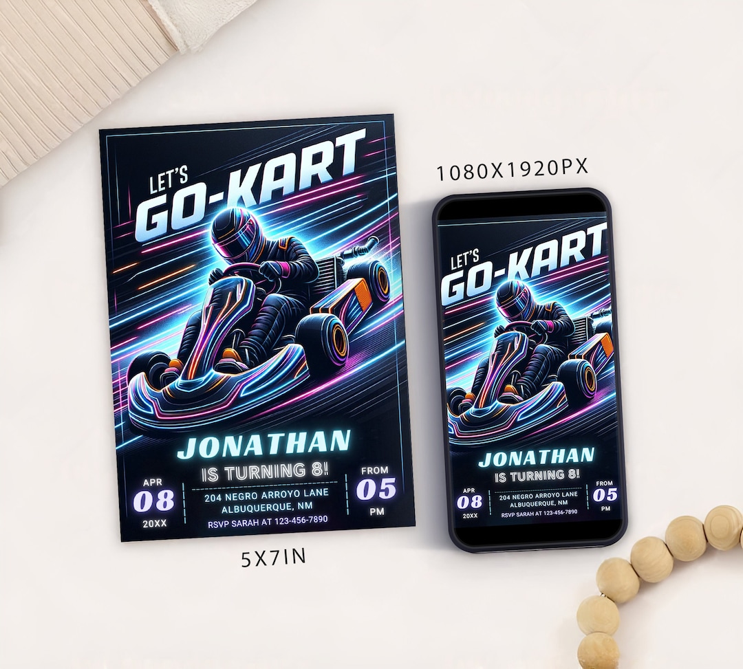 Editable Go Kart Birthday Invitation Template: Racing Evite (digital ...