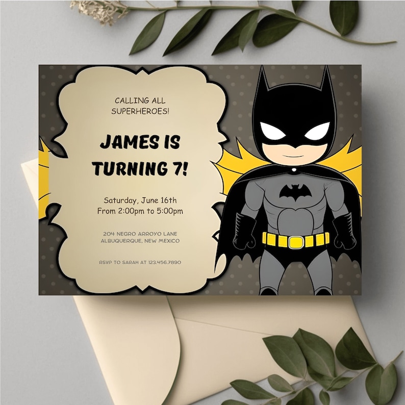 Boys Bat Guy Birthday Invitation Card Editable Template, Bat Boy ...