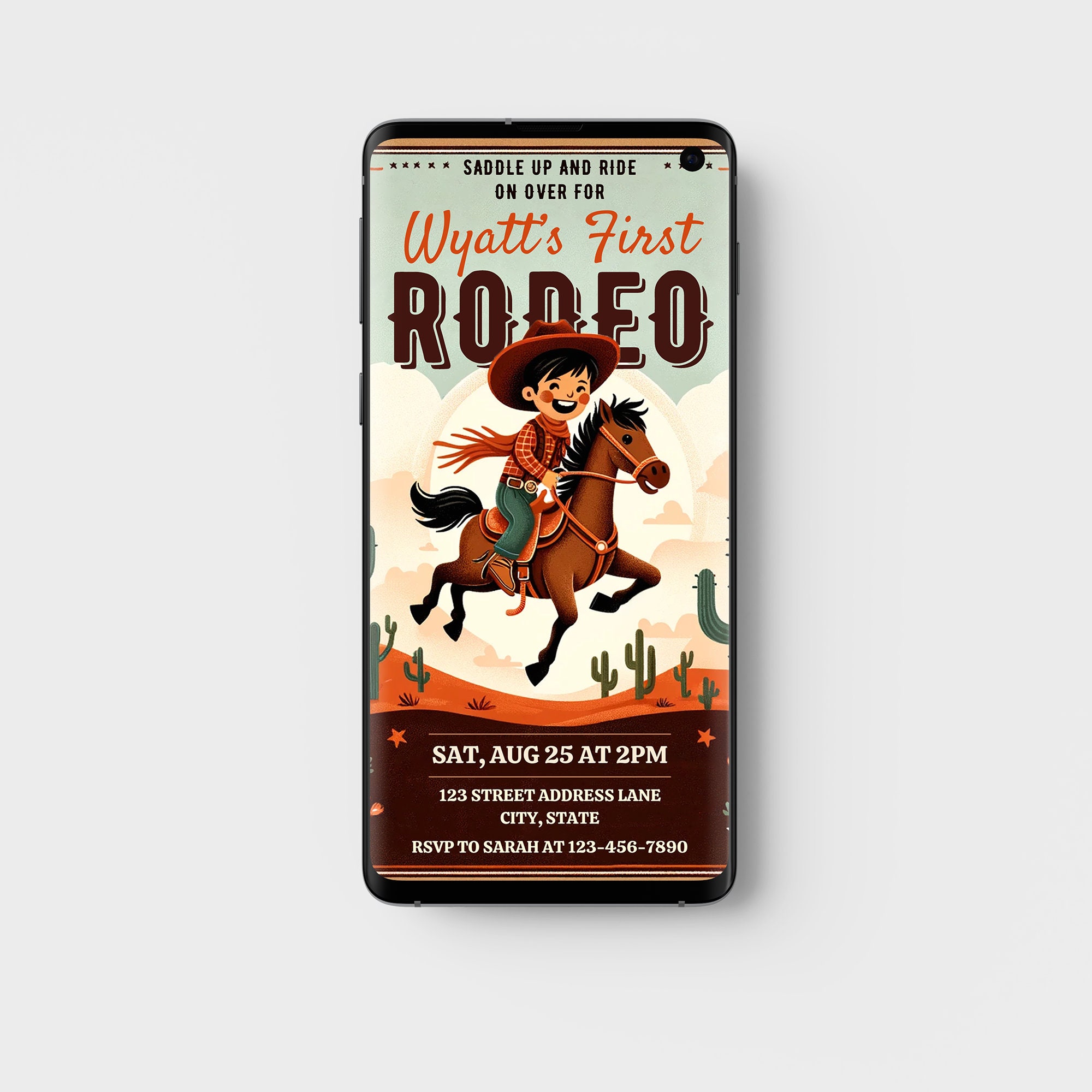 Editable First Rodeo Birthday Invitation: Wild West Cowboy Party ...