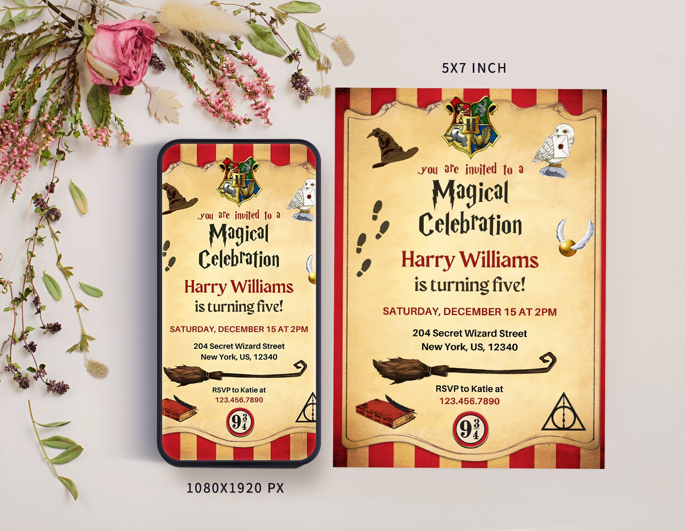 Editable Wizard Birthday Party Invitation Card, Printable Magic School ...