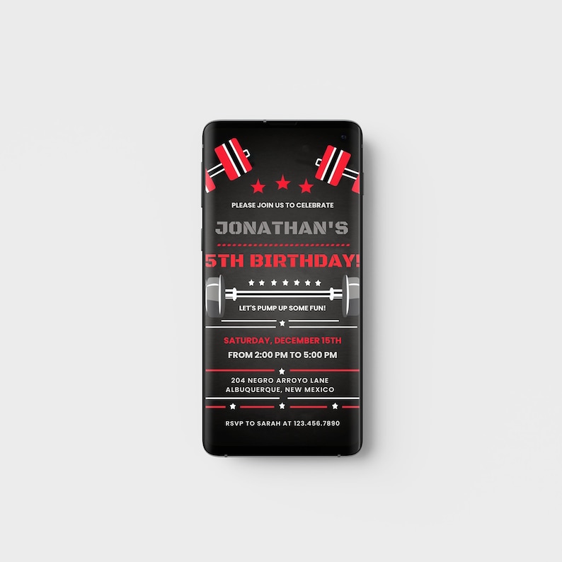 Editable Gym Birthday Party Invite Card, Birthday Invitation Fitness ...