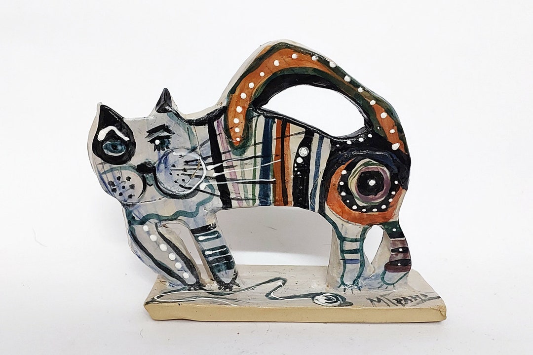 Ceramic Cat Cat Figurine Collectible Cat Ceramic Art - Etsy