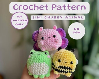 3in1 NO SEW Chubby Farm Animal Crochet Pattern BUNDLE | Sheep, Ibex ...