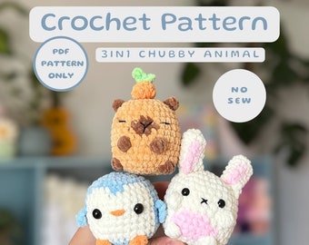 3in1 NO SEW Chubby Farm Animal Crochet Pattern BUNDLE | Sheep, Ibex ...