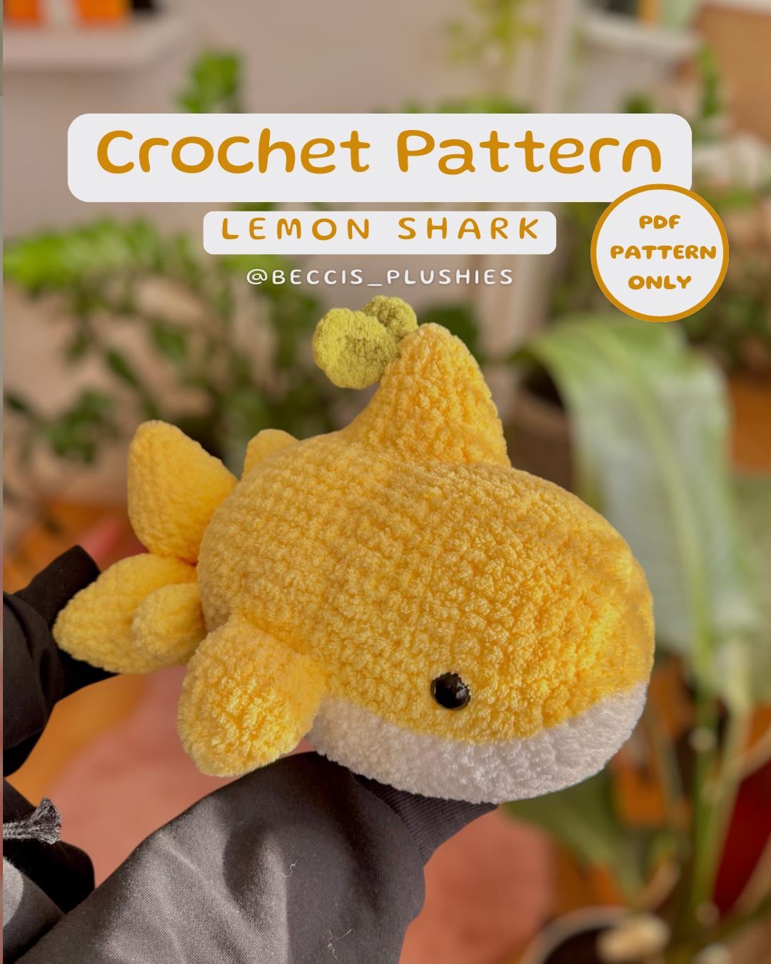 Lemon Shark Crochet Pattern | Amigurumi Fruit Shark Pattern - Etsy