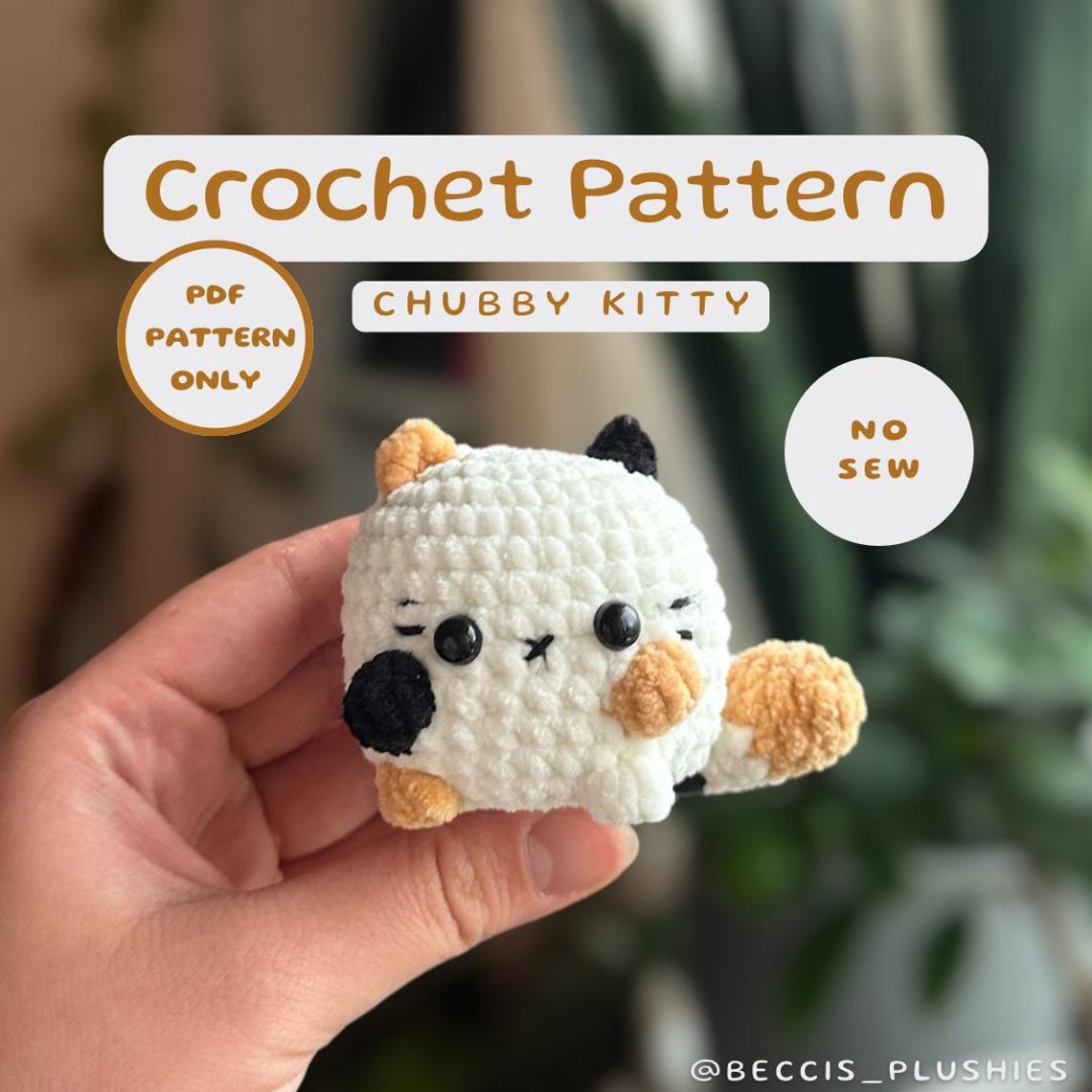 Chubby Kitty Crochet Pattern | Cat Crochet Pattern NO SEW - Etsy