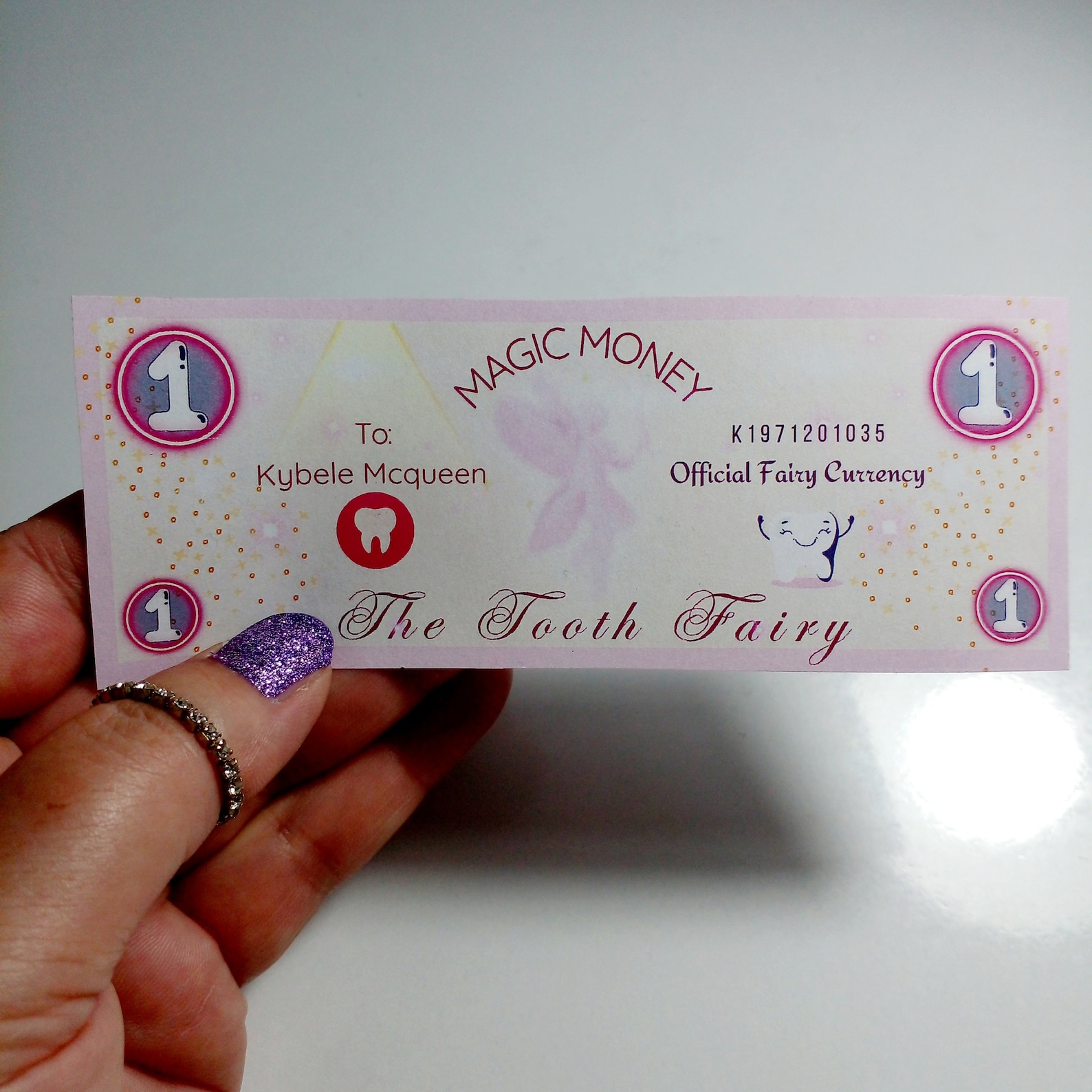 Pink Tooth Fairy Pretend Play Money, Editable & Printable Tooth Fairy ...