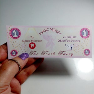 Pink Tooth Fairy Pretend Play Money, Editable & Printable Tooth Fairy ...