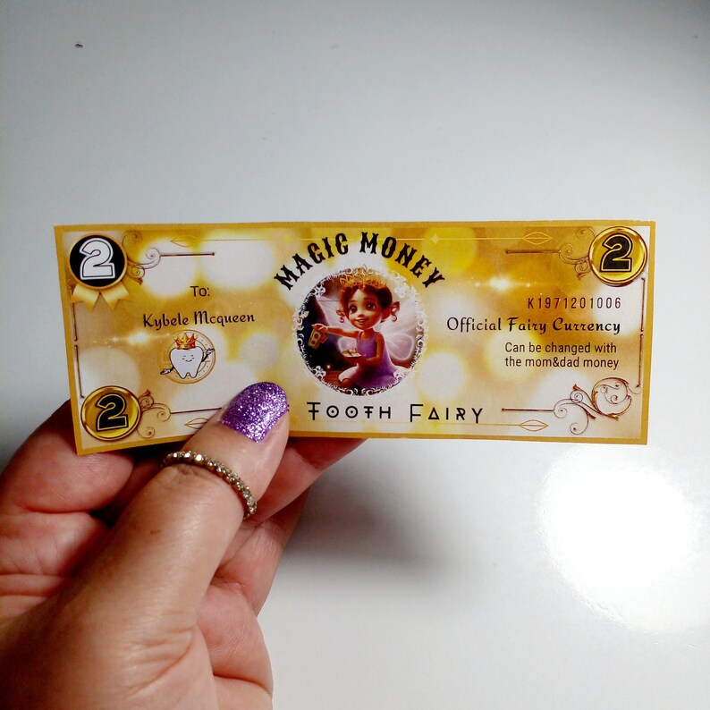 Gold Color Tooth Fairy Pretend Play Money, Editable & Printable Tooth ...