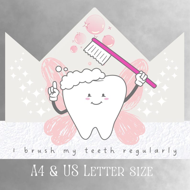 Printable Pink Tooth Fairy Crown, Dental Care Activity for Kids, Tooth ...