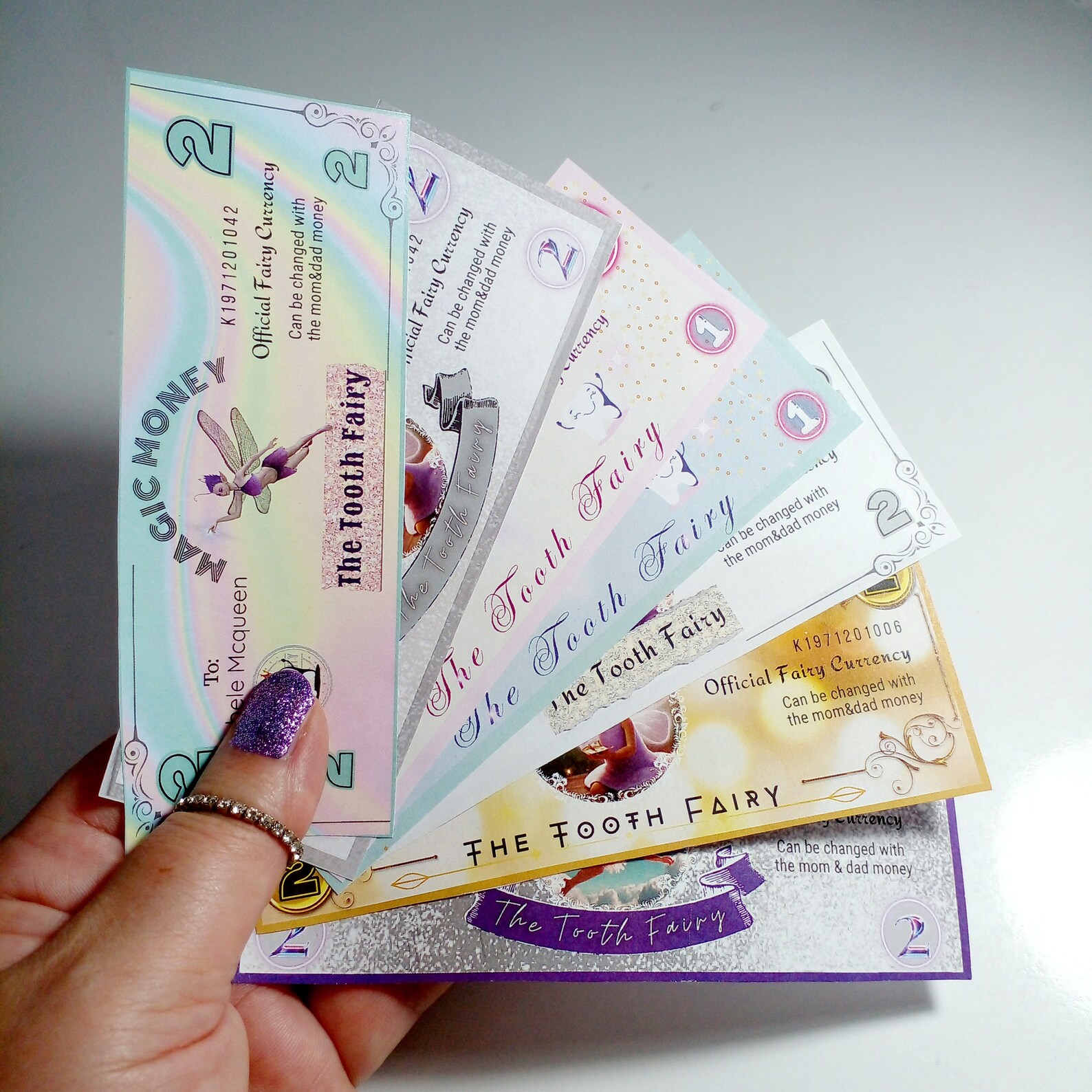 Pink Tooth Fairy Pretend Play Money, Editable & Printable Tooth Fairy ...