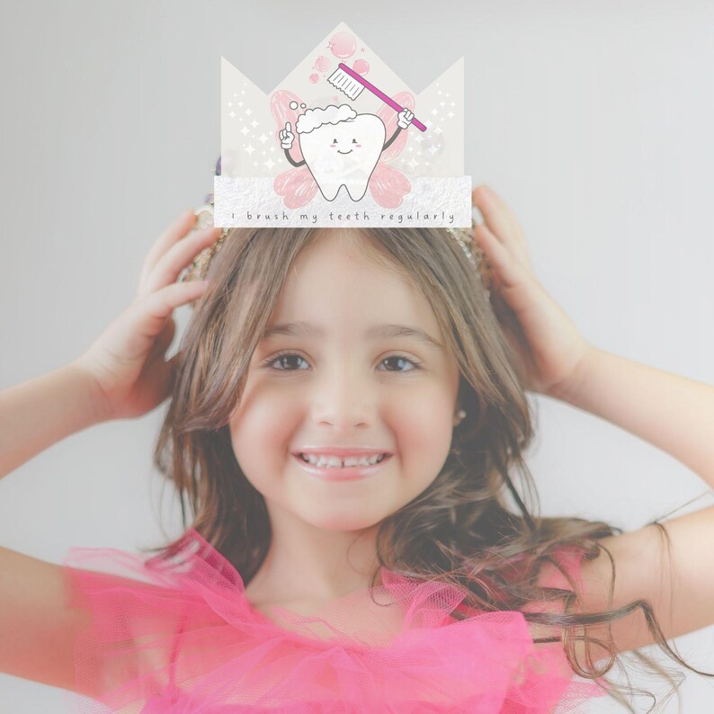 Printable Pink Tooth Fairy Crown, Dental Care Activity for Kids, Tooth ...