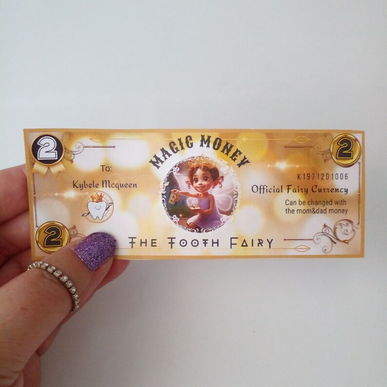 Gold Color Tooth Fairy Pretend Play Money, Editable & Printable Tooth ...