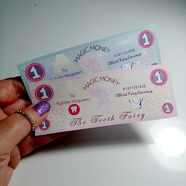 Pink Tooth Fairy Pretend Play Money, Editable & Printable Tooth Fairy ...
