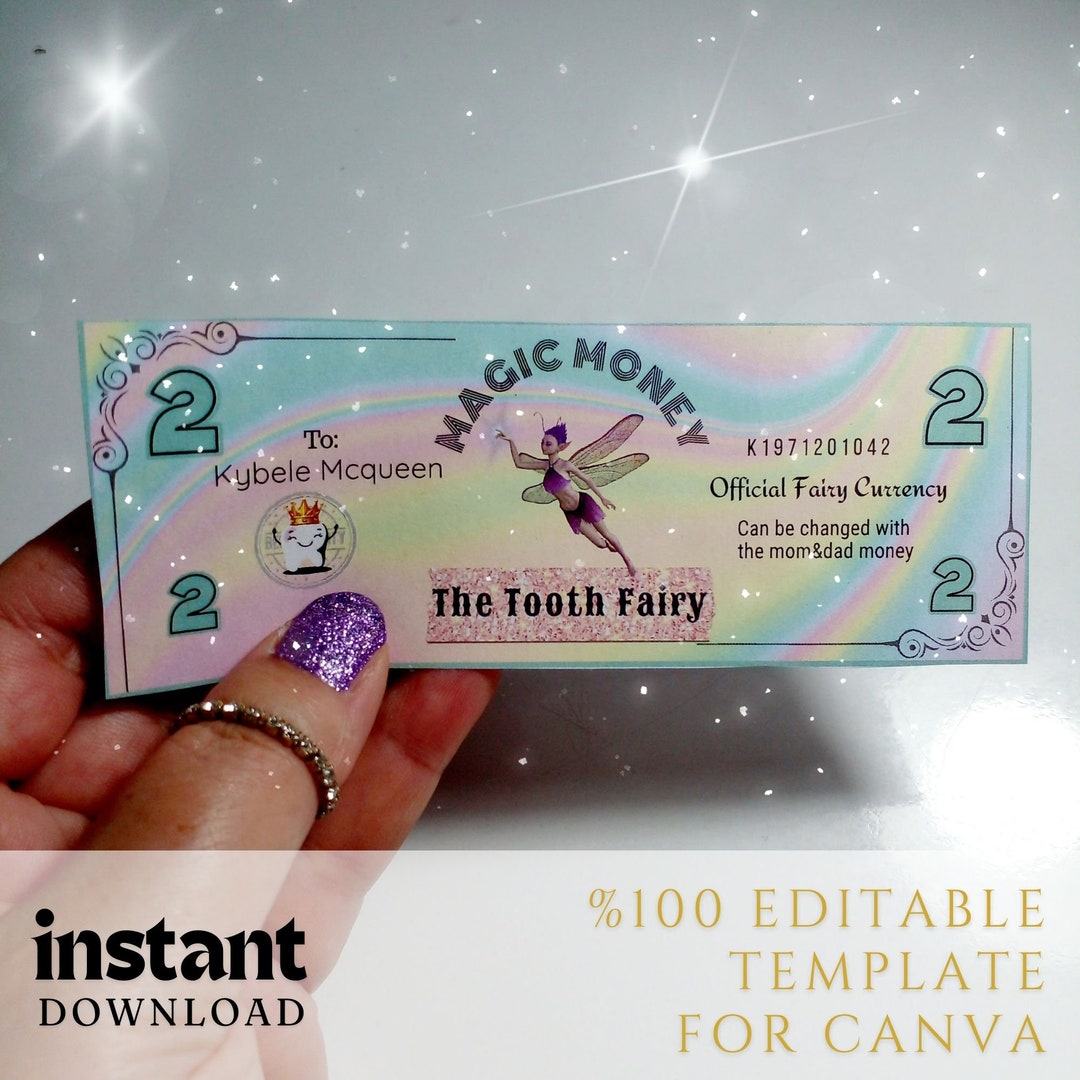 Colorful Tooth Fairy Pretend Play Money, Editable & Printable Tooth ...