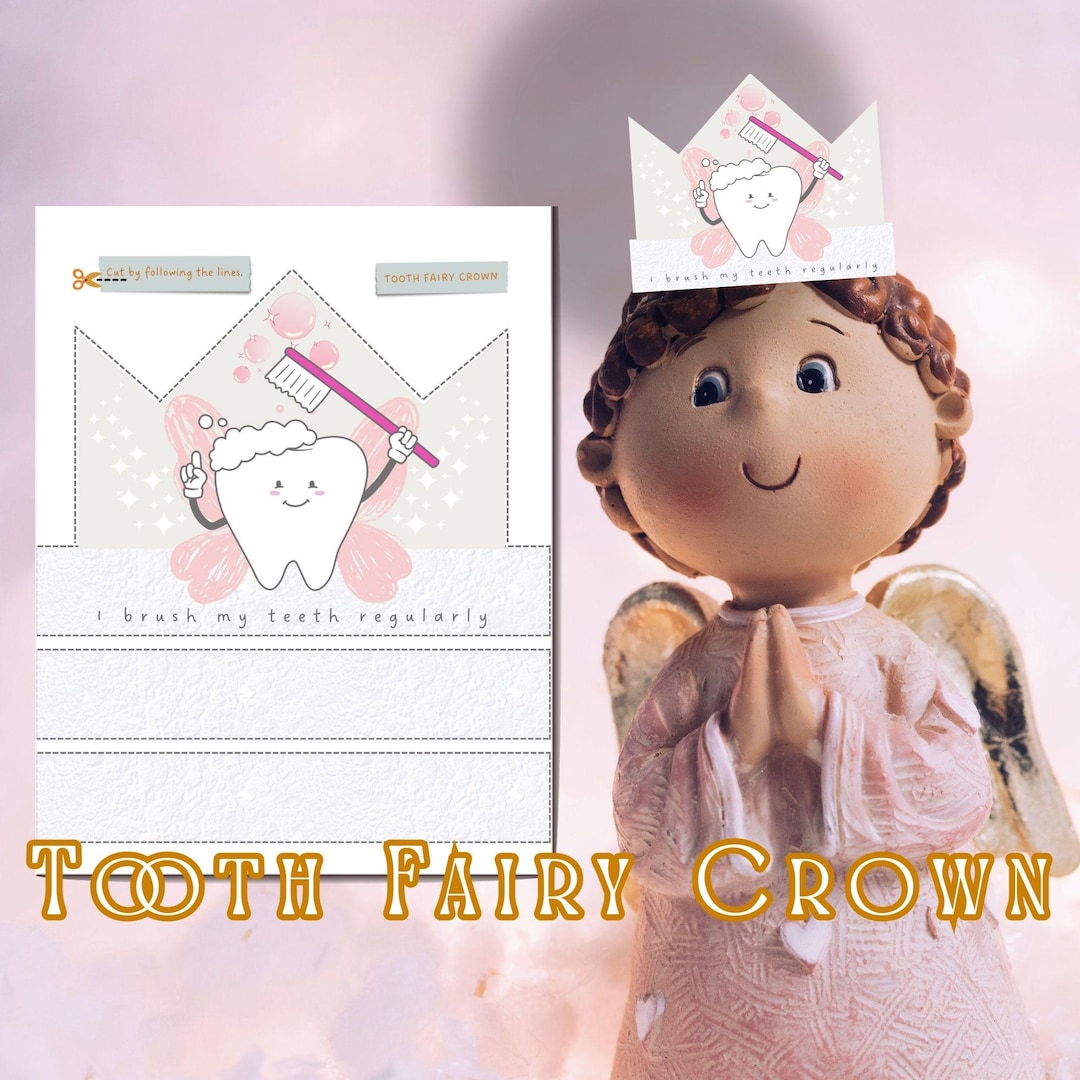 Printable Pink Tooth Fairy Crown, Dental Care Activity for Kids, Tooth ...