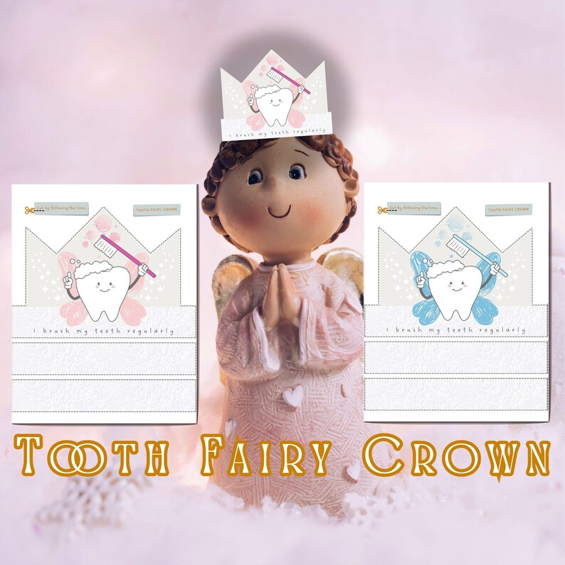 Printable Pink Tooth Fairy Crown, Dental Care Activity for Kids, Tooth ...