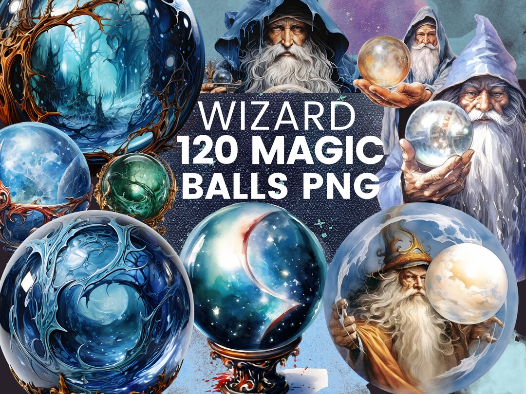 Wizard Orb Clipart Bundle Watercolor Wizard Witch & Wizard - Etsy