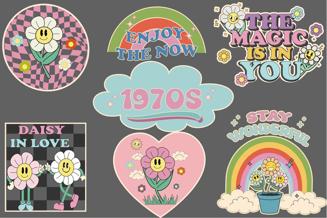 Hippie Stickers, Printable Stickers, Hippie Sticker Set, Hippie Décor ...