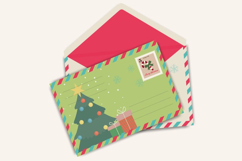 Festive Christmas Card Envelope Set, Printable Holiday Designs (digital ...