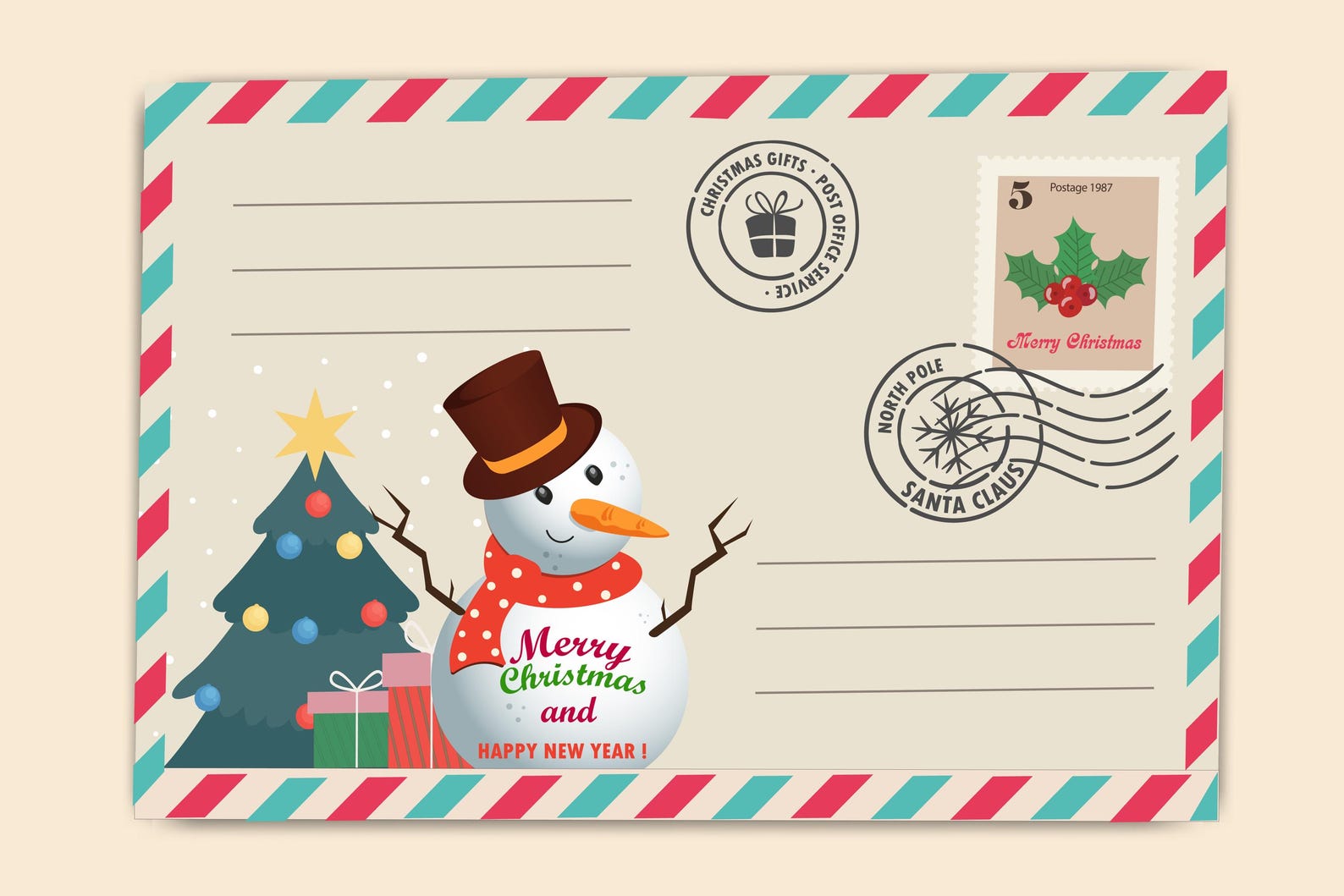 Festive Christmas Card Envelope Set, Printable Holiday Designs (digital ...