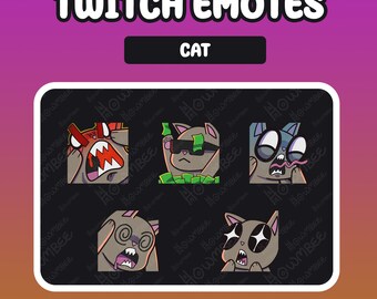 Cute Cat Emote Pack Set Chibi Cat Kawaii Neko, Kitty Gaming Twitch ...