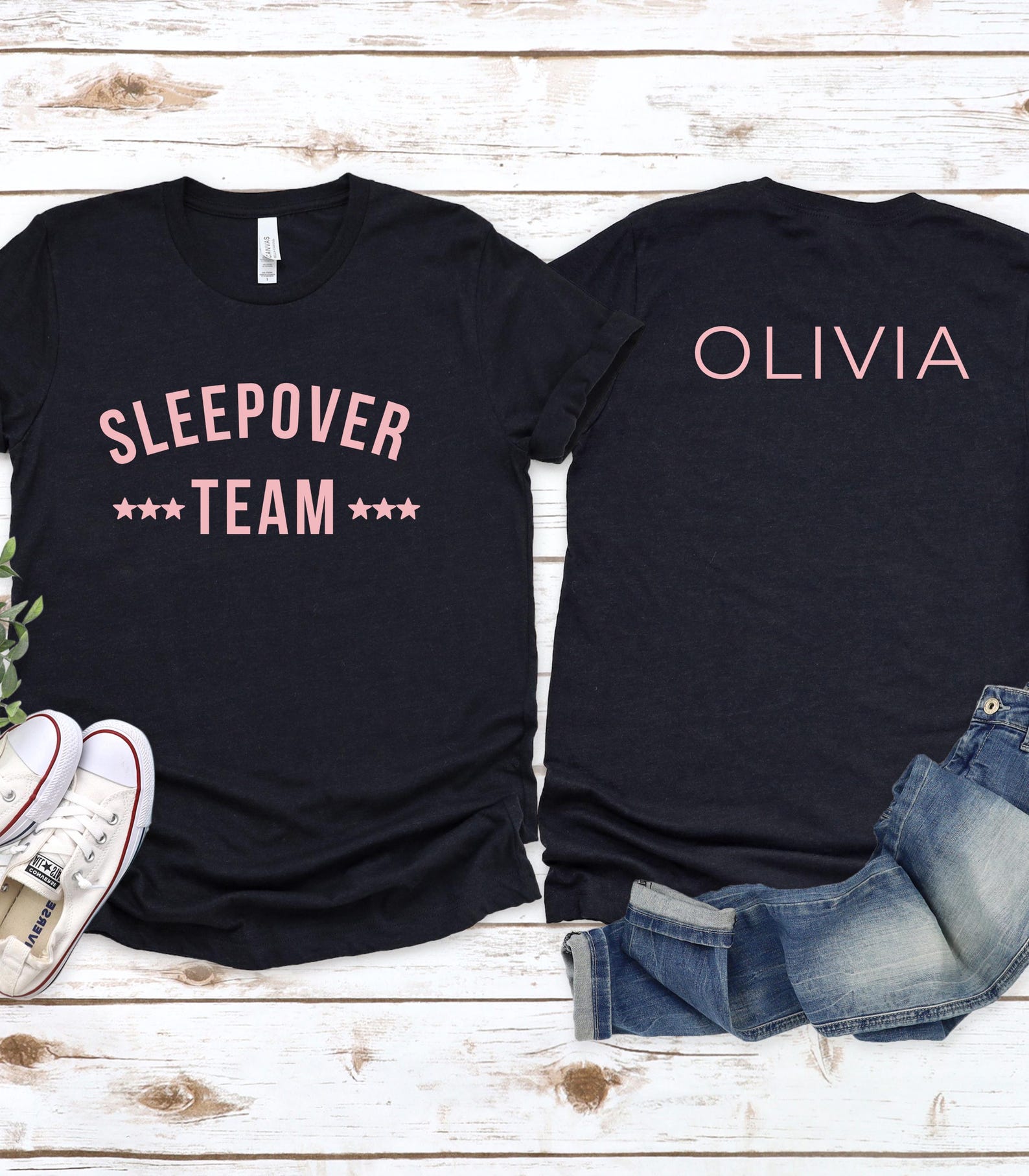 Personalized Girls Sleepover Shirt, Custom Matching Sleepover T-shirts ...