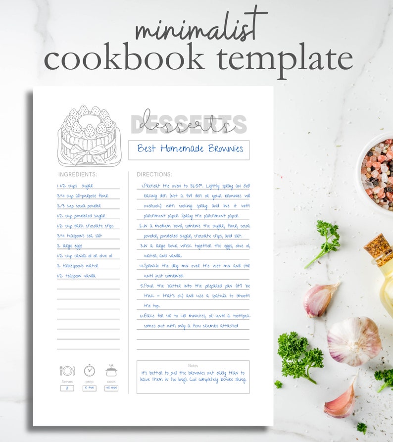 Recipe Book Template Printable, Printable Recipe Binder, Recipe Page ...