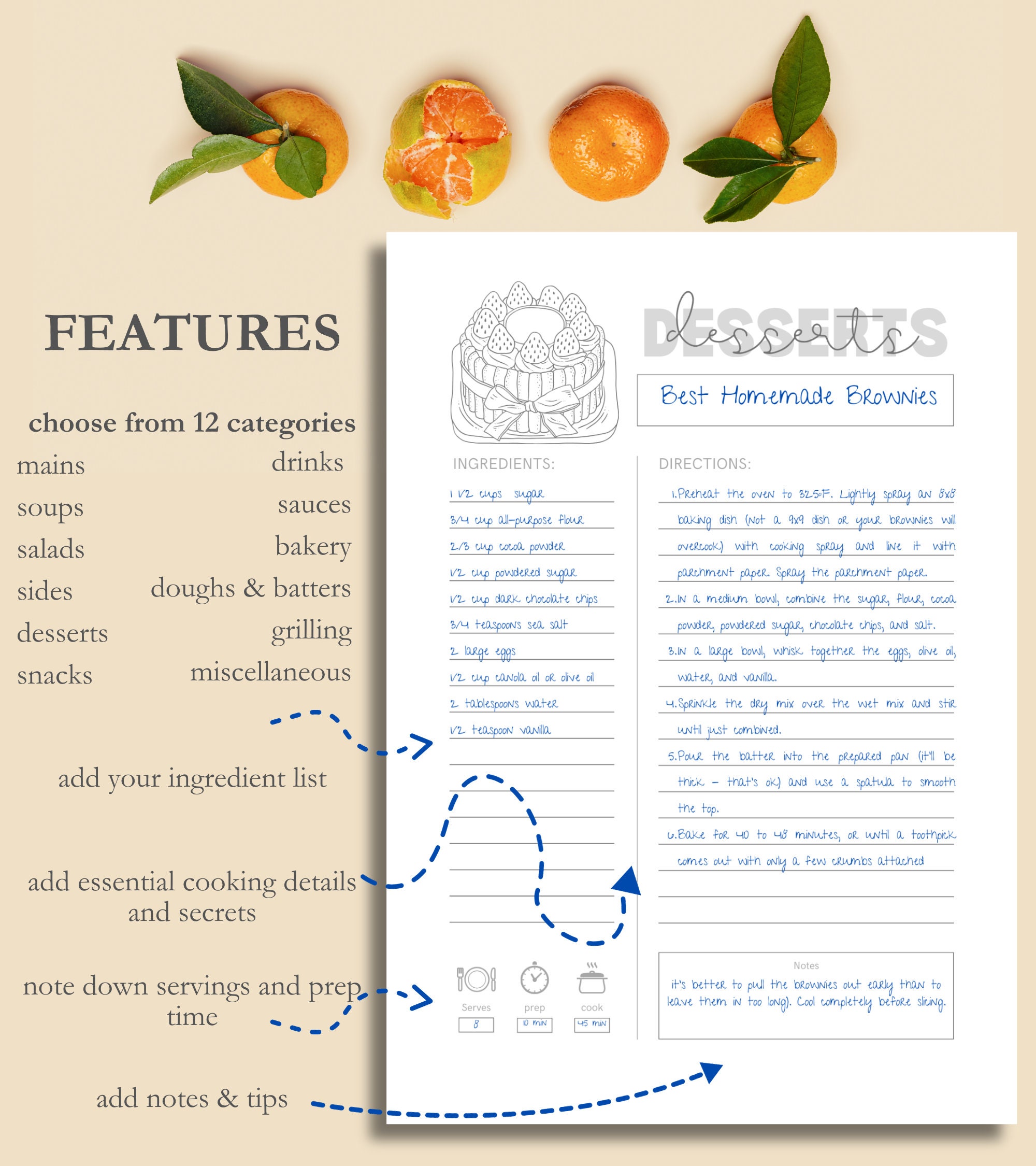 Recipe Book Template Printable, Printable Recipe Binder, Recipe Page ...