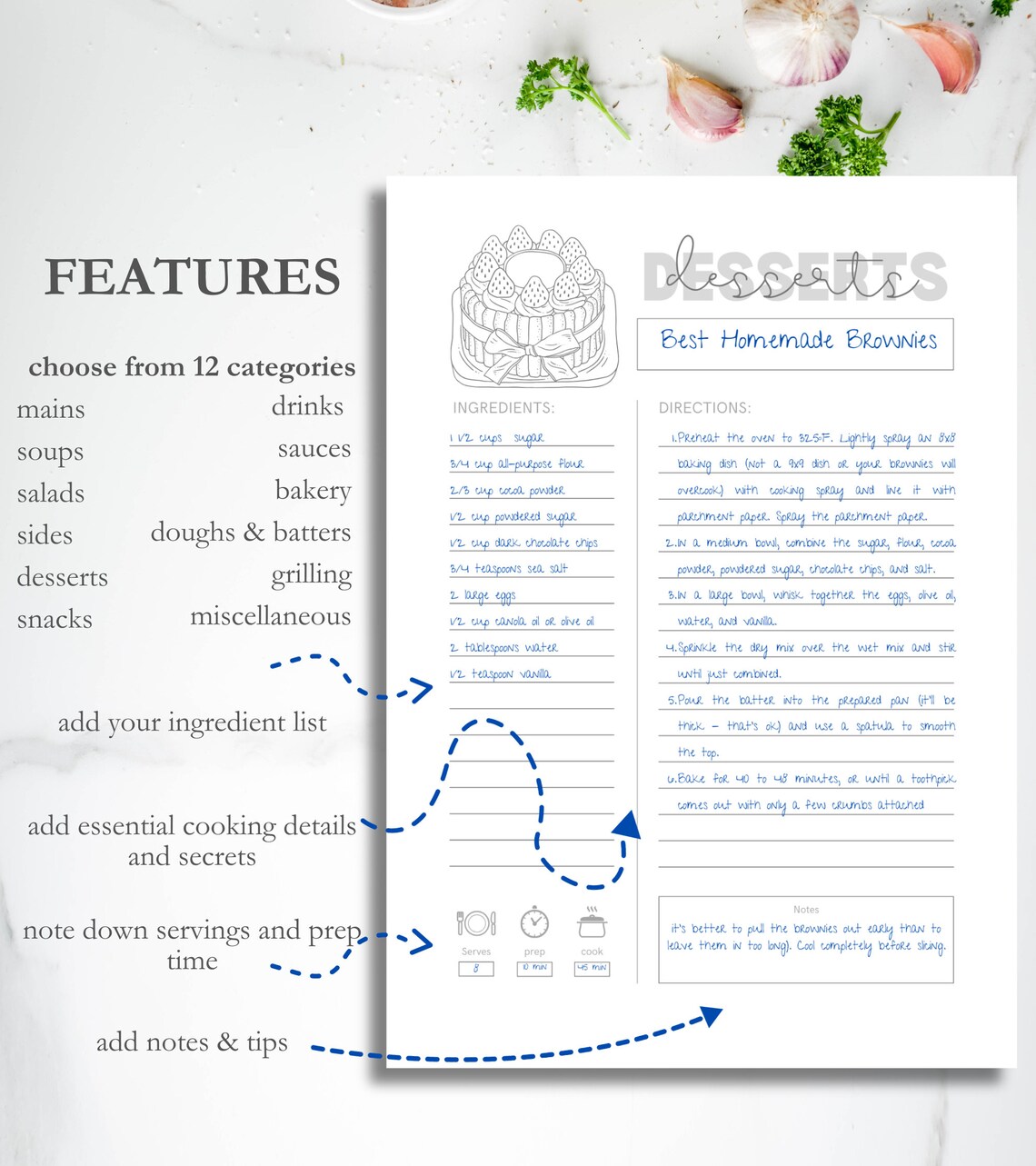 Recipe Book Template Printable, Printable Recipe Binder, Recipe Page ...