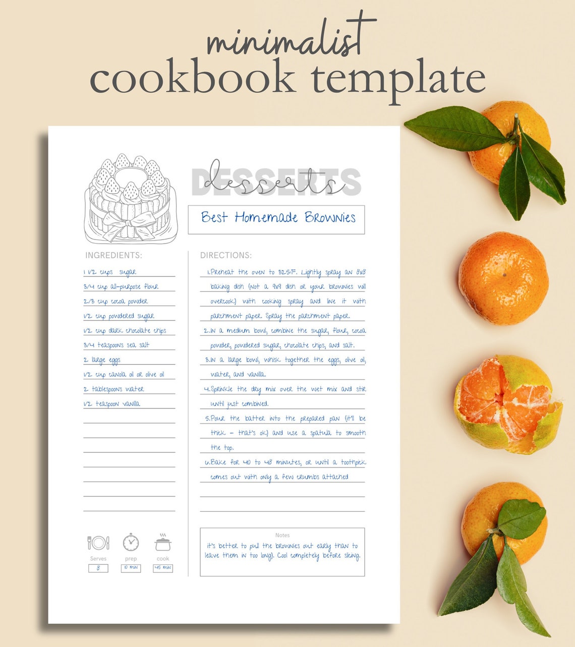Recipe Book Template Printable, Printable Recipe Binder, Recipe Page ...