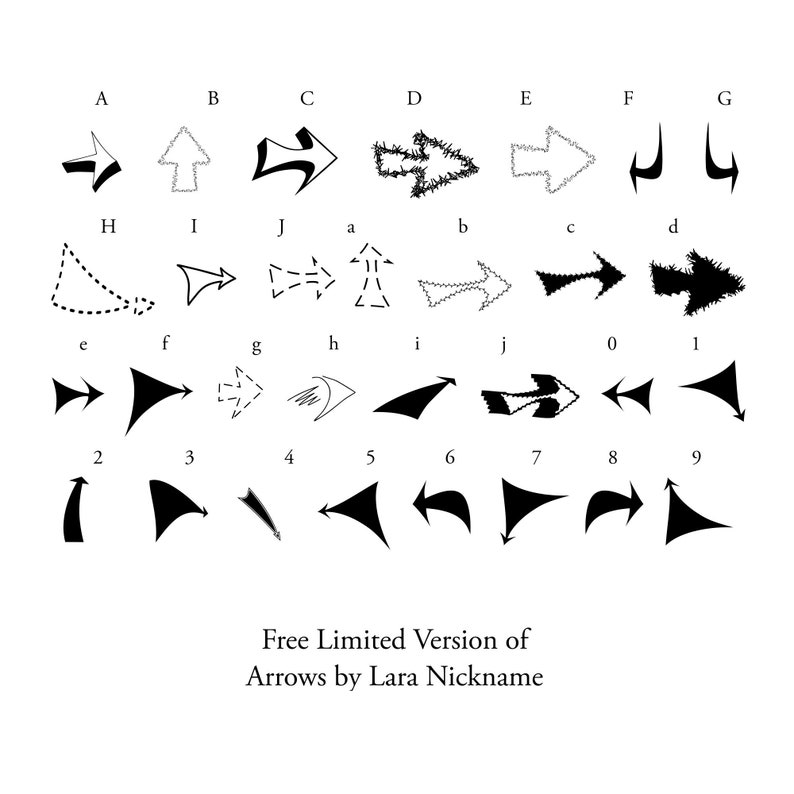 Arrows by Lara Nickname Dingbat Font - Etsy