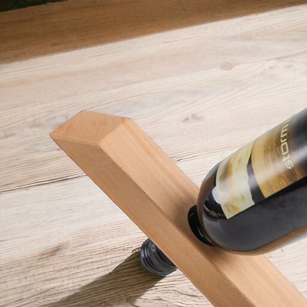 Floating Bottle Wooden Balance Wine Rack Bamboo Liquor Stand, Alcohol ...