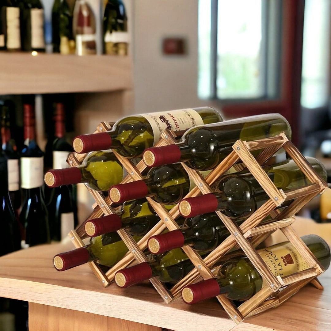 Collapsible Wooden Wine Rack Folding Wood Wine Bottle Holder ...