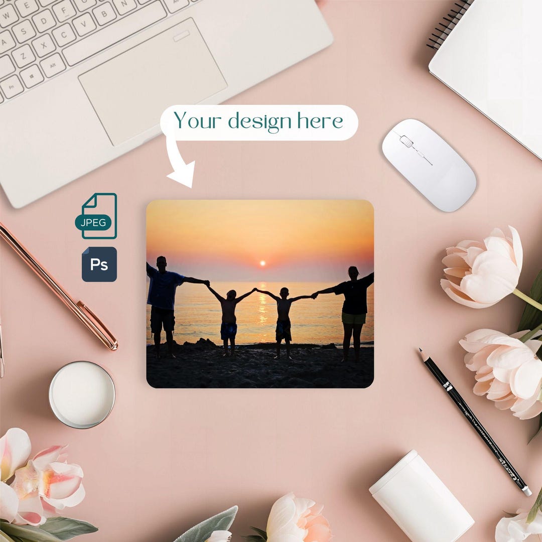 Modern Feminine Mousepad Mockup, PSD Template for Custom Mousemat Mock ...