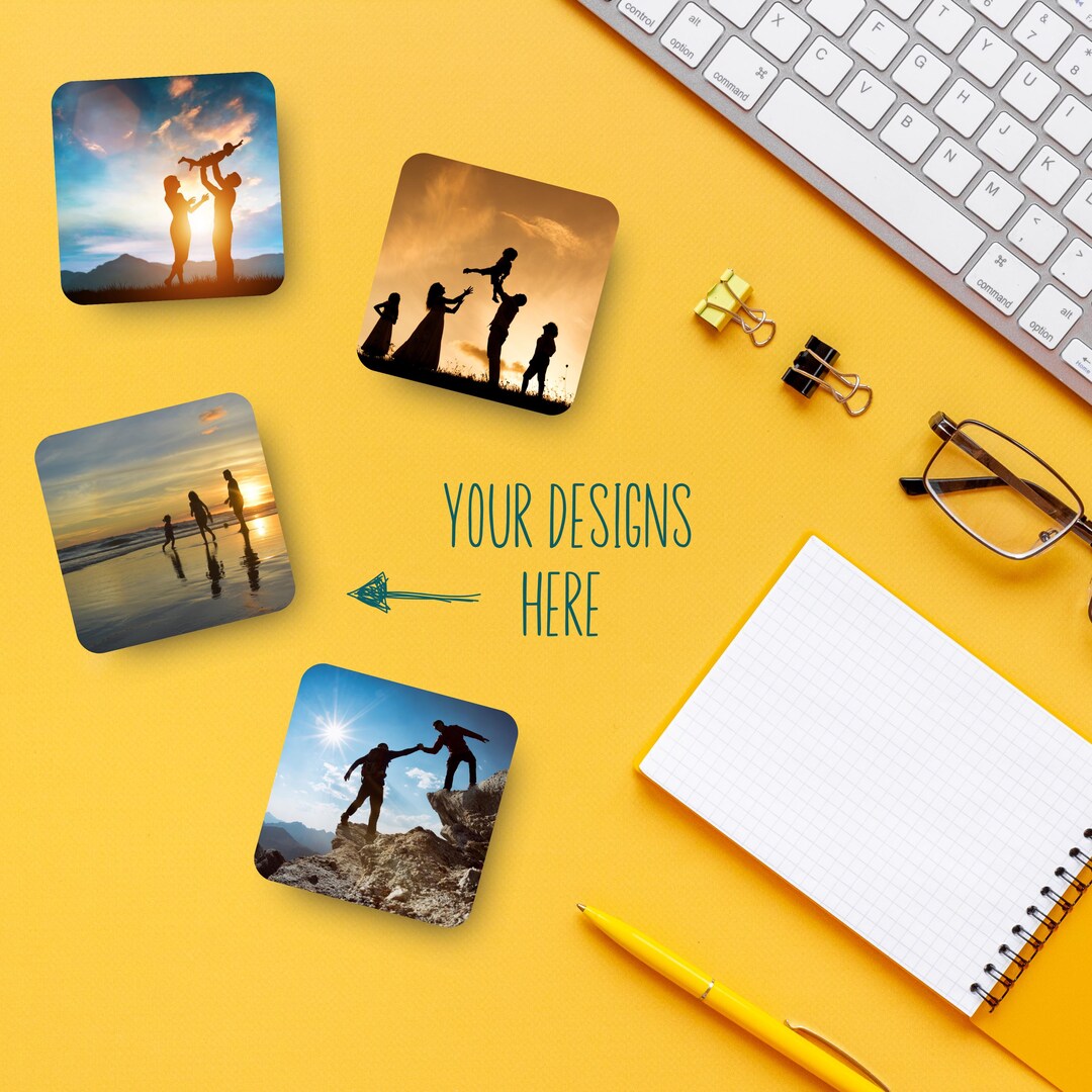 Coaster Mock-up, Canva Template for Coaster Designs, Modern Flatlay ...