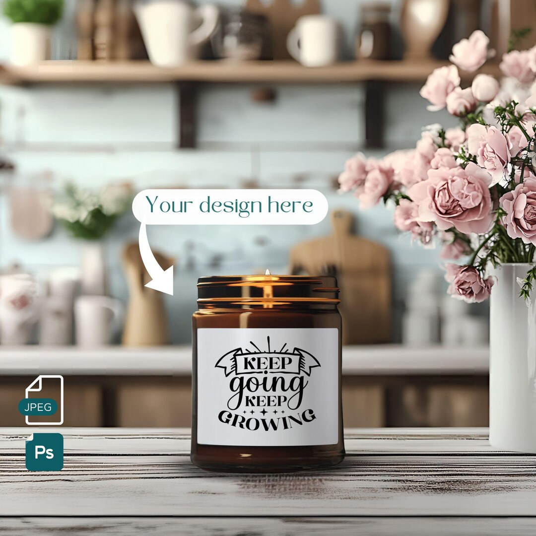 Amber Soy Candle Mockup, Printify Lumient Mock Up, 9oz Soyamber Glass ...